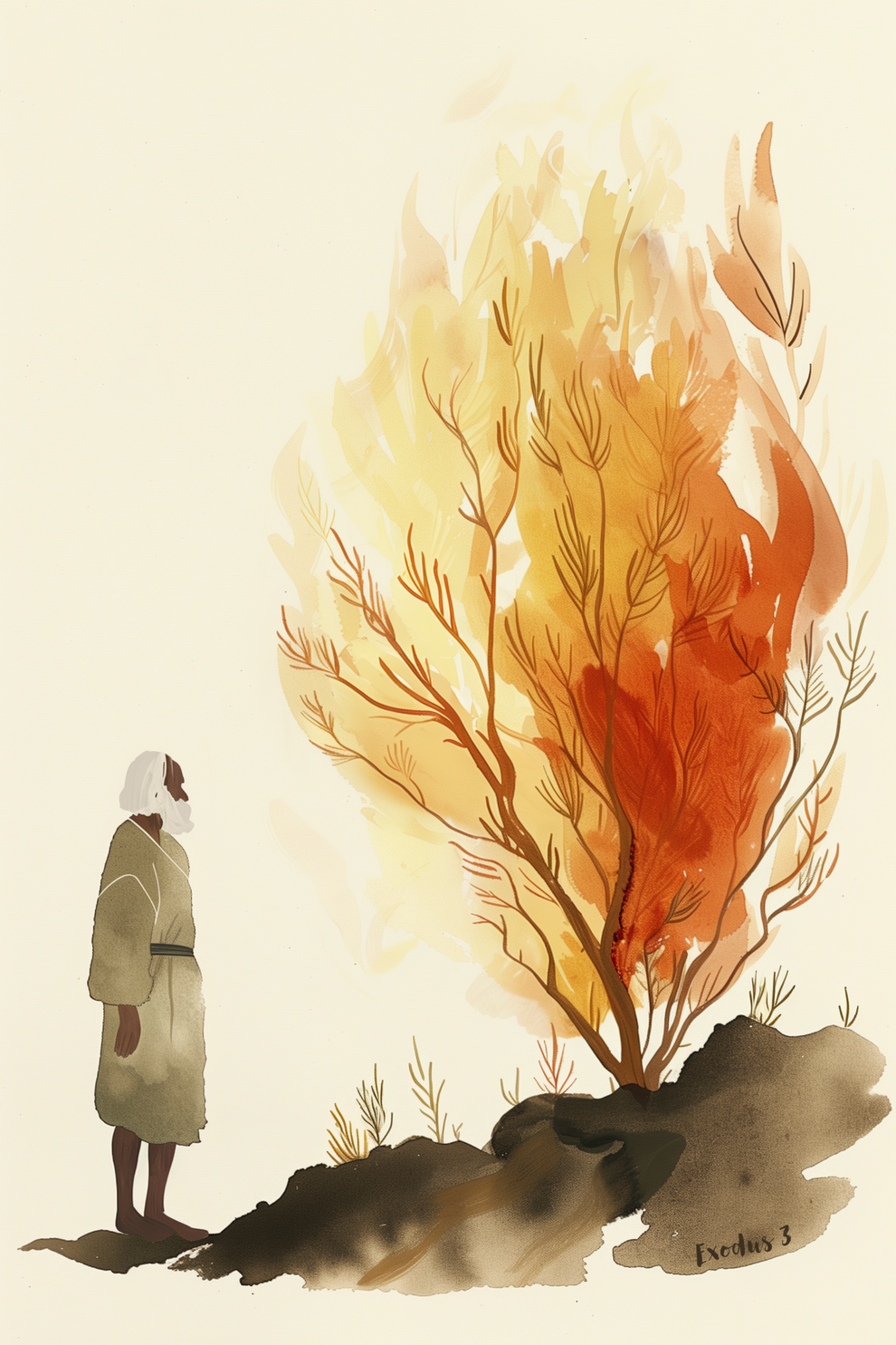 "Moses and the Burning Bush" Christian Card - Exodus 3 Bible Verse Gre